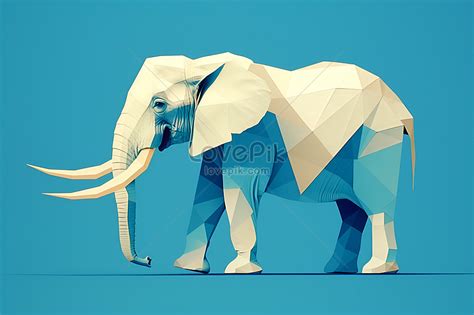 파란색 종이접기 코끼리 일러스트 무료 다운로드 Lovepik