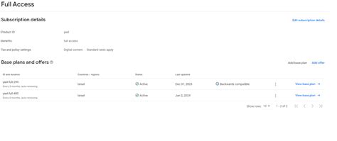 purchases getofferings returns [error there is an issue with your