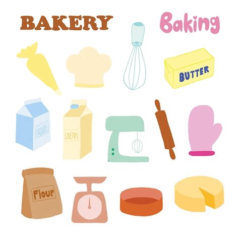 Premium Vector Hand Drawn Baking Elements Including Butter Flour Cake