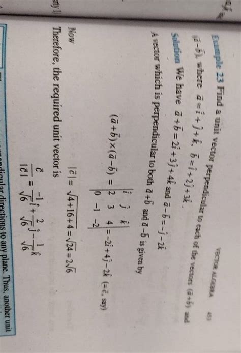 Erumple 23 Find A Unit Vector Perpendicular To Each Of The Vectors Aˉ Bˉ