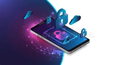 Mobile Security Protection Vector Illustration Stock Vector