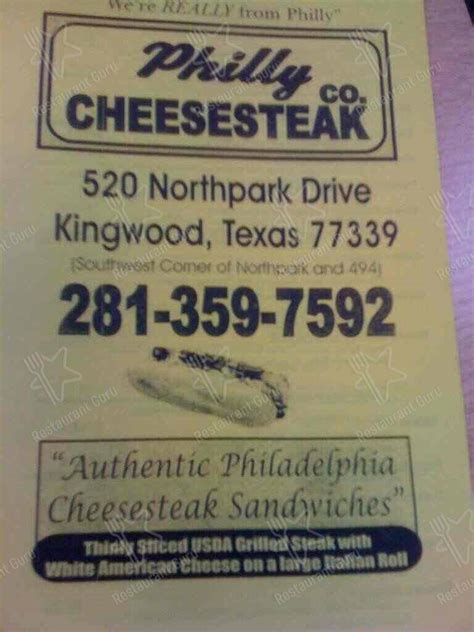 Menu At Philly Cheesesteak Co Restaurant Houston