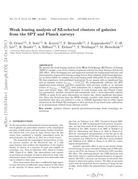 Pdf Weak Lensing Analysis Of Sz Selected Clusters Of Galaxies From The Spt And Planck Surveys