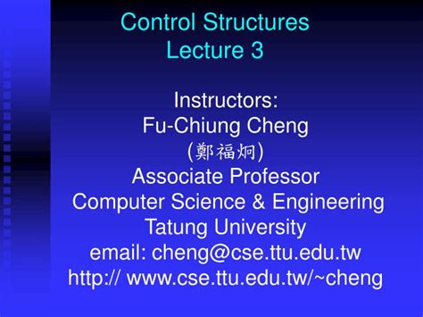 Ppt Control Structures Lecture 3 Powerpoint Presentation Free
