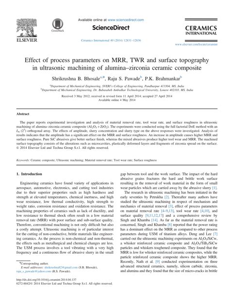 pdf effect of process parameters on mrr twr and surface topography