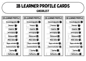 IB LEARNER PROFILE Cards B W Checklist By IB Resource Center TPT