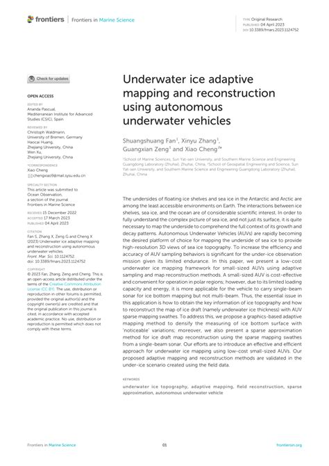 PDF Underwater Ice Adaptive Mapping And Reconstruction Using Autonomous Underwater Vehicles