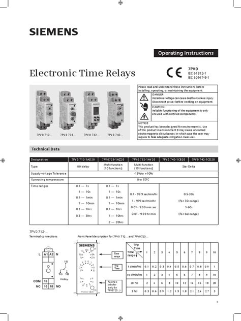 Operating Instruction 7pv0 Timer Pdf Recycling Relay