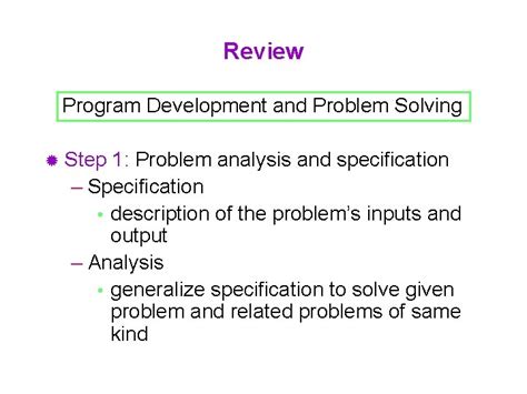 Advanced Program Design Review Program Development And Problem