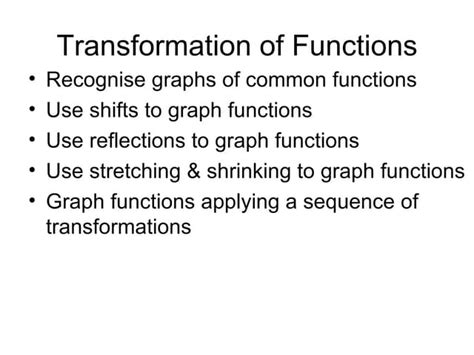 Transformations Of Functions Pptx