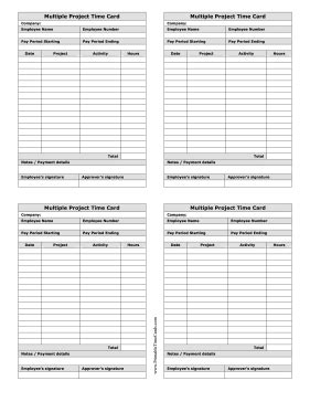 Multiple Project Time Card Time Card