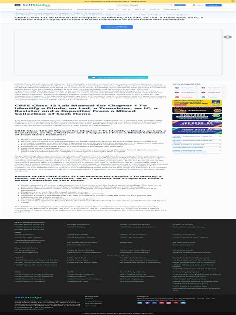 Cbse Class 12 Lab Manual For Chapter 1 To Identify A Diode An Led A