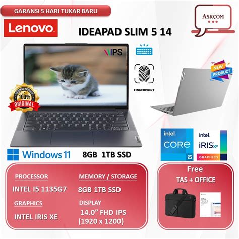 Jual Laptop Lenovo Ideapad Slim 5 14 I5 1135G7 8GB 1TB SSD W11 OHS21 14 0FHD IPS BLIT XXID