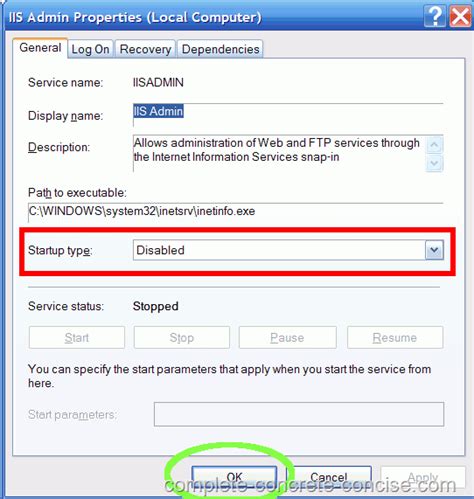 disabling the microsoft internet information server iis complete