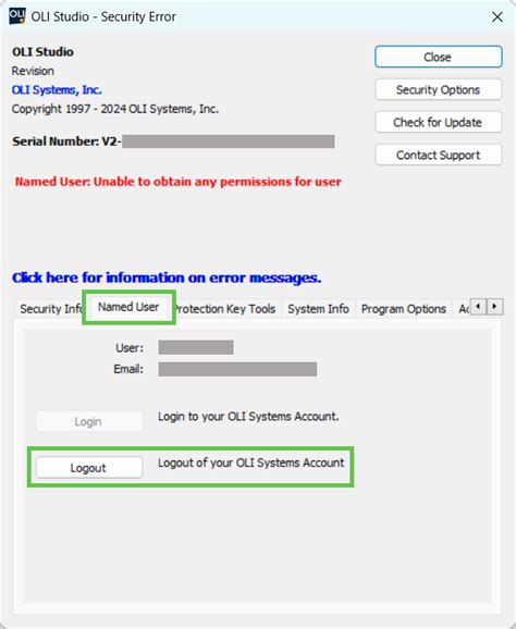 Named User Error Unable To Obtain Any Permissions For User OLI Systems Inc