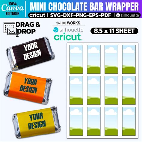 Mini Chocolate Wrapper Template Mini Candy Wrapper Canva Candy Bar