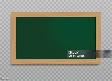 녹색 학교 칠판 Mockup 벡터 3d 사실적입니다 투명하게 격리된 나무 프레임이 있는 빈 템플릿입니다 나무 칠판 또는 클래스