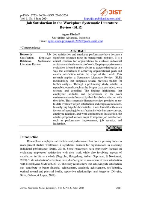 Pdf Job Satisfaction In The Workplace Systematic Literature Review Slr
