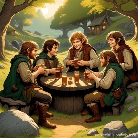 Hobbits Playing Nine-pins | Stable Diffusion Online
