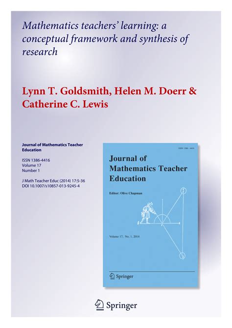 Pdf Mathematics Teachers Learning A Conceptual Framework And