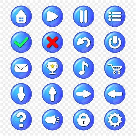 Gaming Set Clipart Hd Png Game Button Set Blue Png Vector Game Button Set Game Button Png