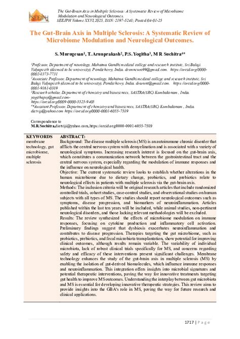 Pdf The Gut Brain Axis In Multiple Sclerosis A Systematic Review Of