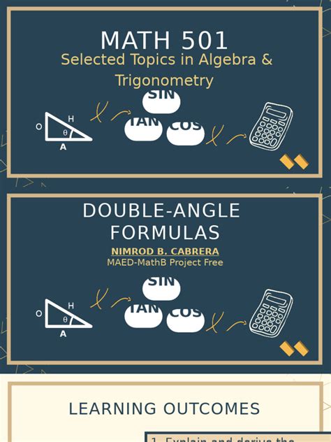 Double Angle Formulas Pdf Trigonometric Functions Trigonometry