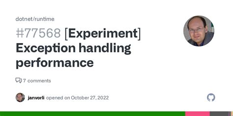 Experiment Exception Handling Performance · Issue 77568 · Dotnet