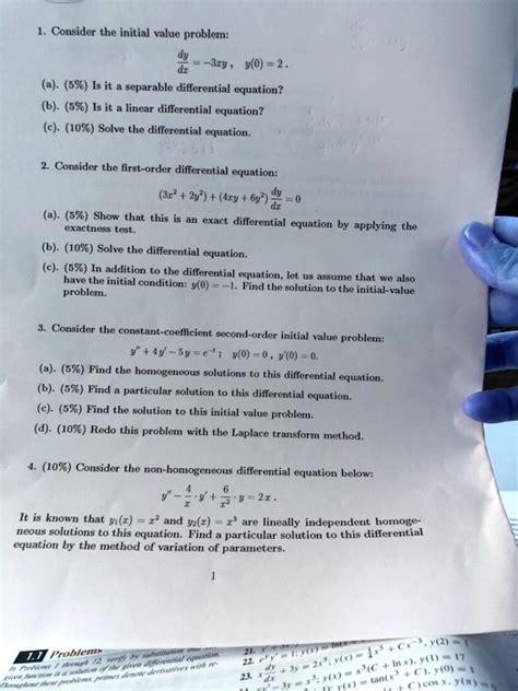 Consider The Initial Value Problem 39 90 A 55 Is It Separable Diflerential Equation 6 5 Is It