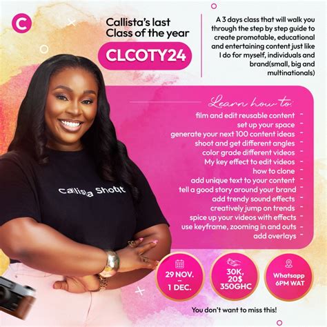 Buy Callistas Last Class Of The Year Clcoty24 By Callista Wendu On Selar