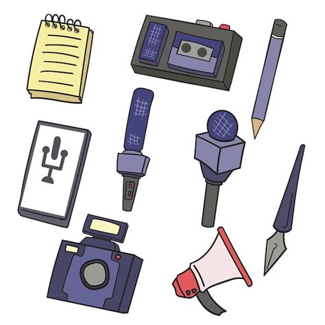 Premium Vector Hand Drawn Journalist Equipment Icon Journalism