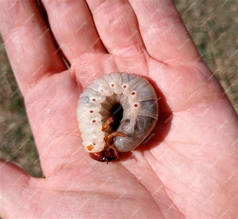Premium Photo Rhino Beetle Larvae In A Man S Hand Large Beetle Larva