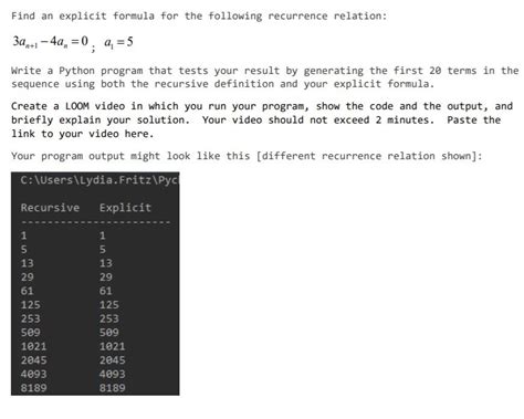 Find An Explicit Formula For The Following Recurrence