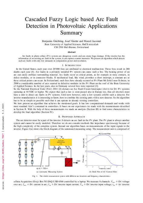 Pdf Cascaded Fuzzy Logic Based Arc Fault Detection In Photovoltaic Applications