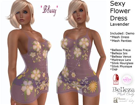 Second Life Marketplace Bsassy Sexy Flower Dress Lavender