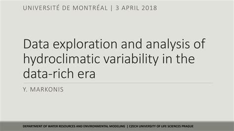 Data Exploration And Analysis Of Hydroclimatic Variability In The Data