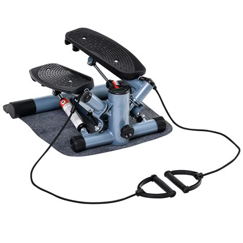 Homcom Mini Stepper Step Machine With Resistance Bands And Cushion Mat For Leg Arm Full Body