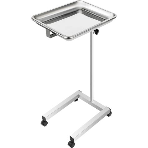Vevor Lab Cart Stainless Steel Mayo Tray Stand 18x14 Inch Trolley Mayo
