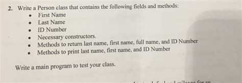 Solved Write A Person Class That Contains The Following