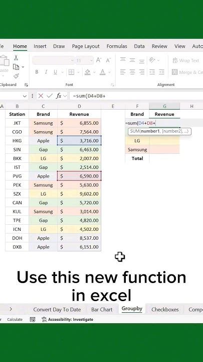 Groupby Function In Excel Shorts Excel Exceltips Exceltricks Fyp