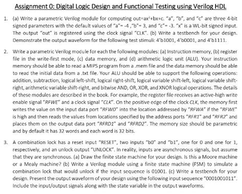 A Write A Parametric Verilog Module For Chegg Com