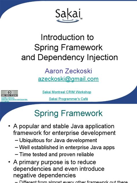 Introduction To Spring Framework And Dependency Injection Aaron
