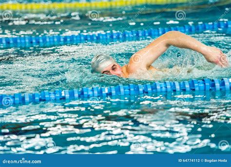 Swimmer Performing The Butterfly Stroke Profile Royalty Free Stock