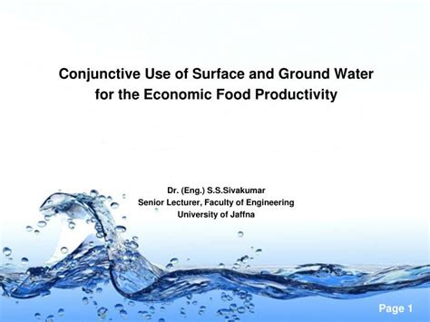 Ppt Conjunctive Use Of Surface And Ground Water For The Economic Food Productivity Powerpoint