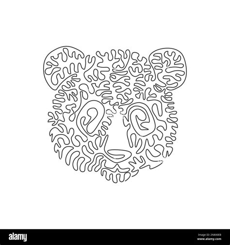 Single Swirl Continuous Line Drawing Of Big Panda Abstract Art