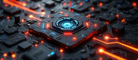 Gray Tech Background With Blue Elements Premium Ai Generated Image