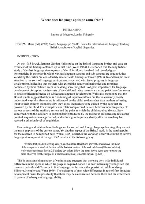 Pdf Where Does Language Aptitude Come From