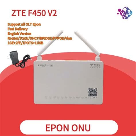 Zte Wifi Modem F450 V2 Epon Onu Ont Olt 1ge 2fe English Version Second Hand Contains Adaptor