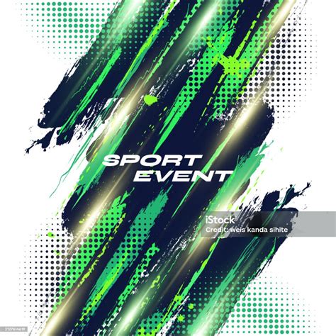 추상적인 파란색과 녹색 브러시 질감 배경 하프톤과 빛나는 조명 효과 그런 지 스타일의 스포츠 배경입니다 디자인을 위한 스크래치