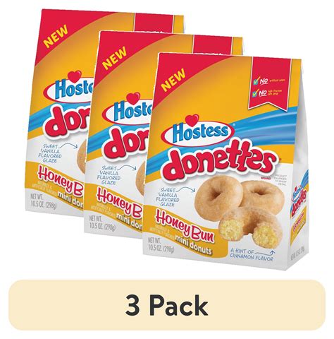 3 Pack Hostess Donettes Honey Bun Flavored Mini Donuts 105 Oz Bag